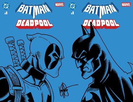 DF DC MARVEL BATMAN DEADPOOL #1 BLUE BLANK VARIANT TWO COVER SET SIGNED ...